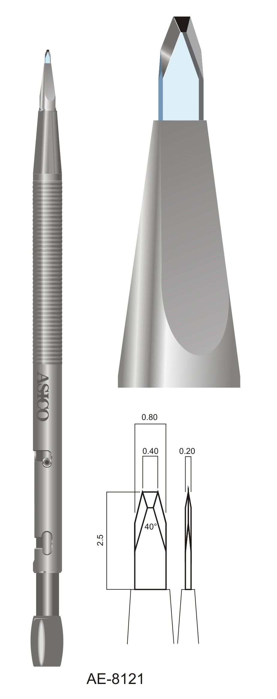 MIP (Micro Incision Paracentesis) Diamond Knife, 0.8/1mm